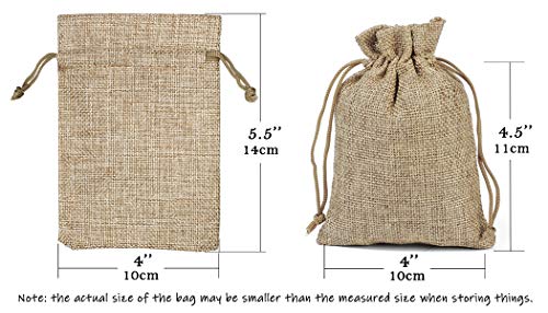 Hapdoo Lot of 100 Burlap Bags with Drawstring Gift Bags Jewelry Pouches Sacks for Wedding Party and DIY Craft, 5 x 3.5 Inches