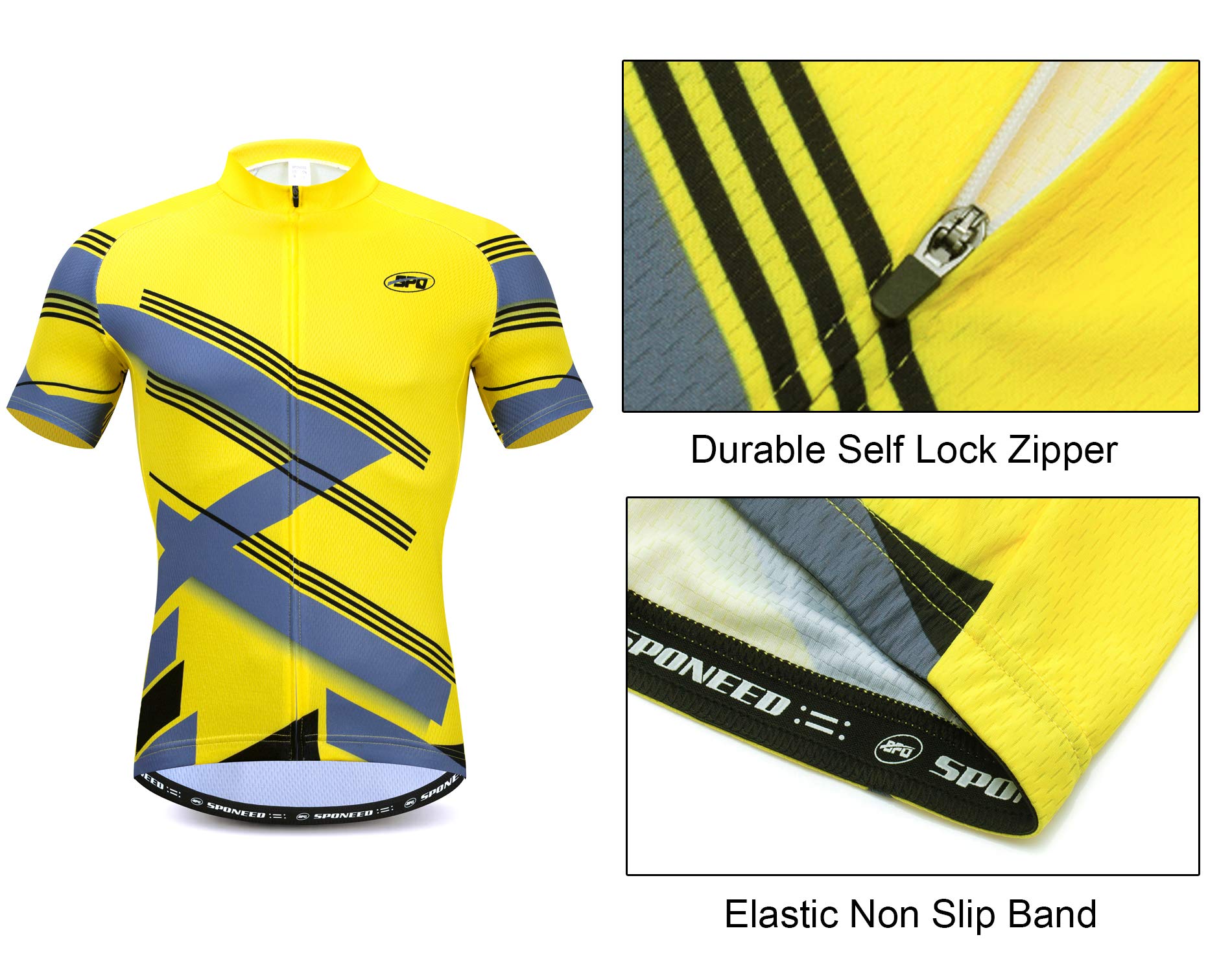 Men Cycling Short Kits Bike Biking Jackets Short Sleeve Padded Riding Gear US XL Yellow