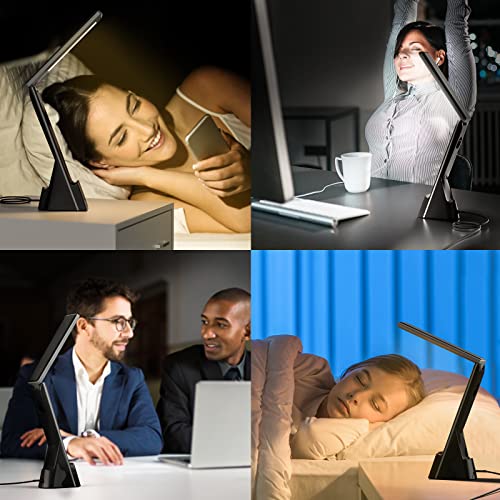 GAOHANG LED Desk Lamp with Wireless Charger 3 in 1 Fast Charging Station, Touch Control Desk Lamp with Clock, Alarm, 3 Lighting Modes & Stepless Brightness Home Office Eye-Caring Table Lamps Black