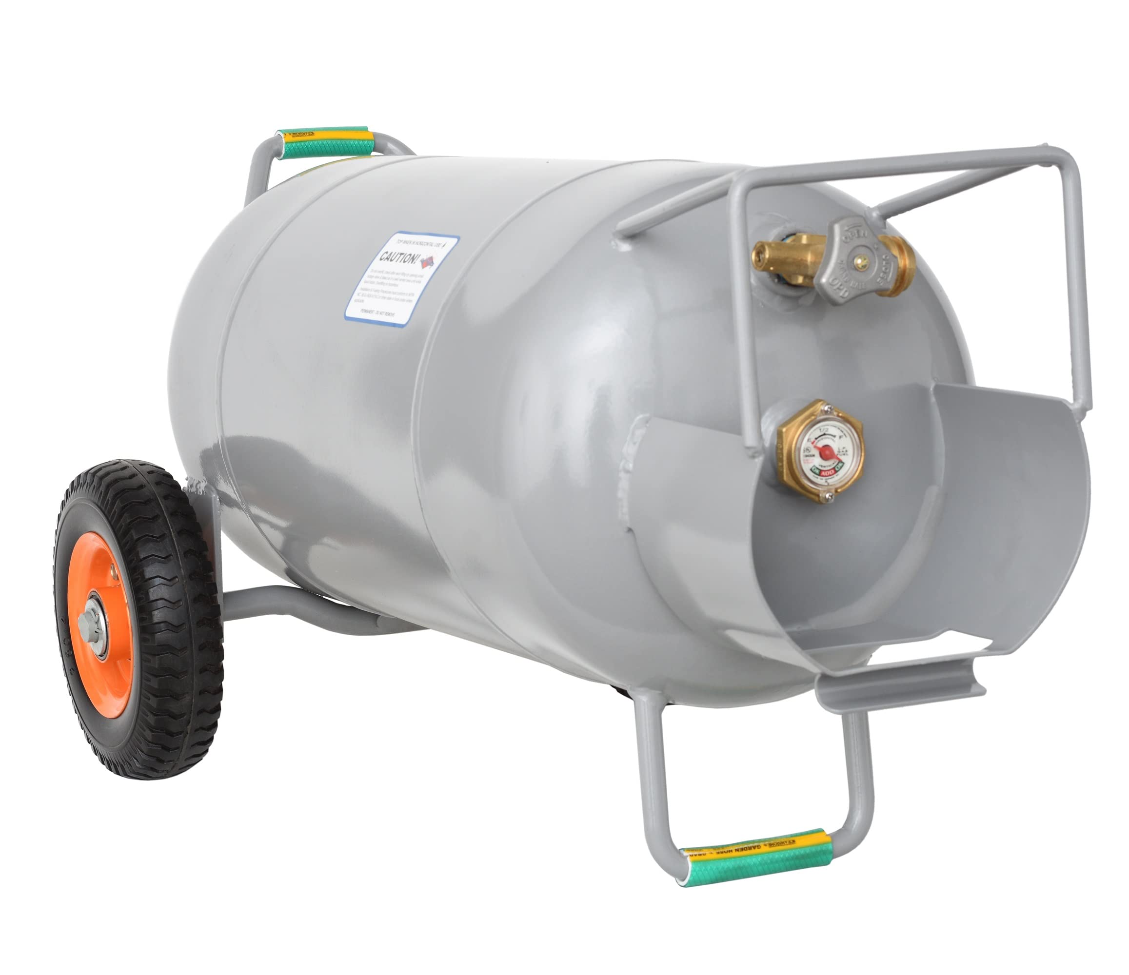 Flame King YSN40HOG 40LB Steel Horizontal & Vertical Propane Tank Cylinder HOG with Dolly Cart Wheels Tables, Fire Pits, Patio Heaters, Barbeques, Lunch, Weed Torch, and Truck Campers, Gray