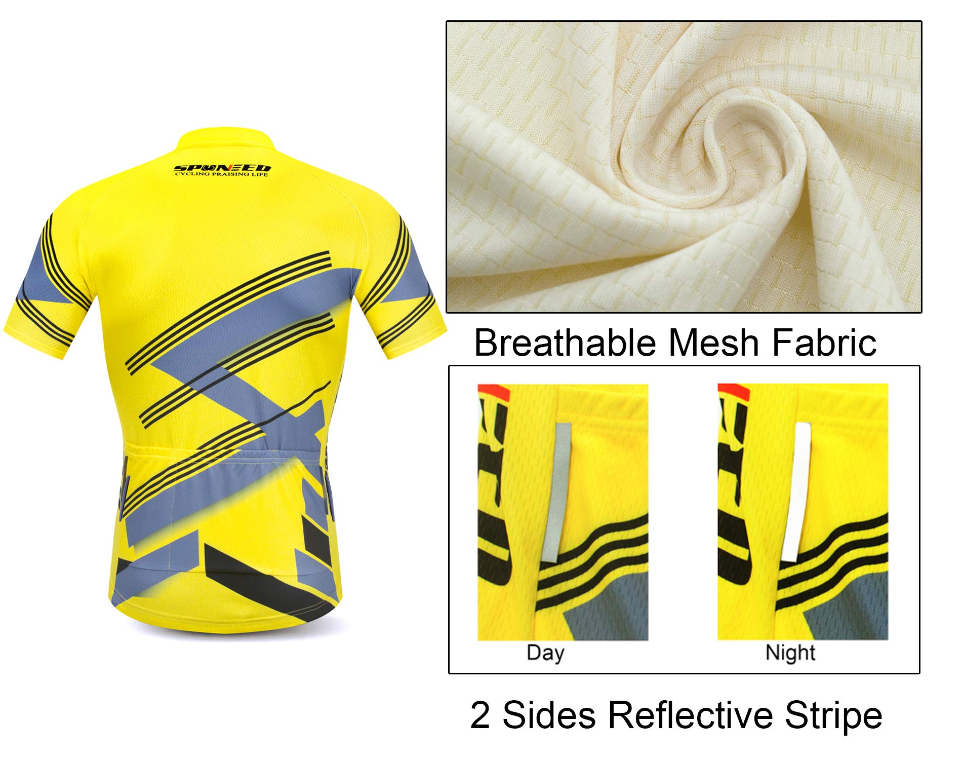 Men Cycling Short Kits Bike Biking Jackets Short Sleeve Padded Riding Gear US XL Yellow