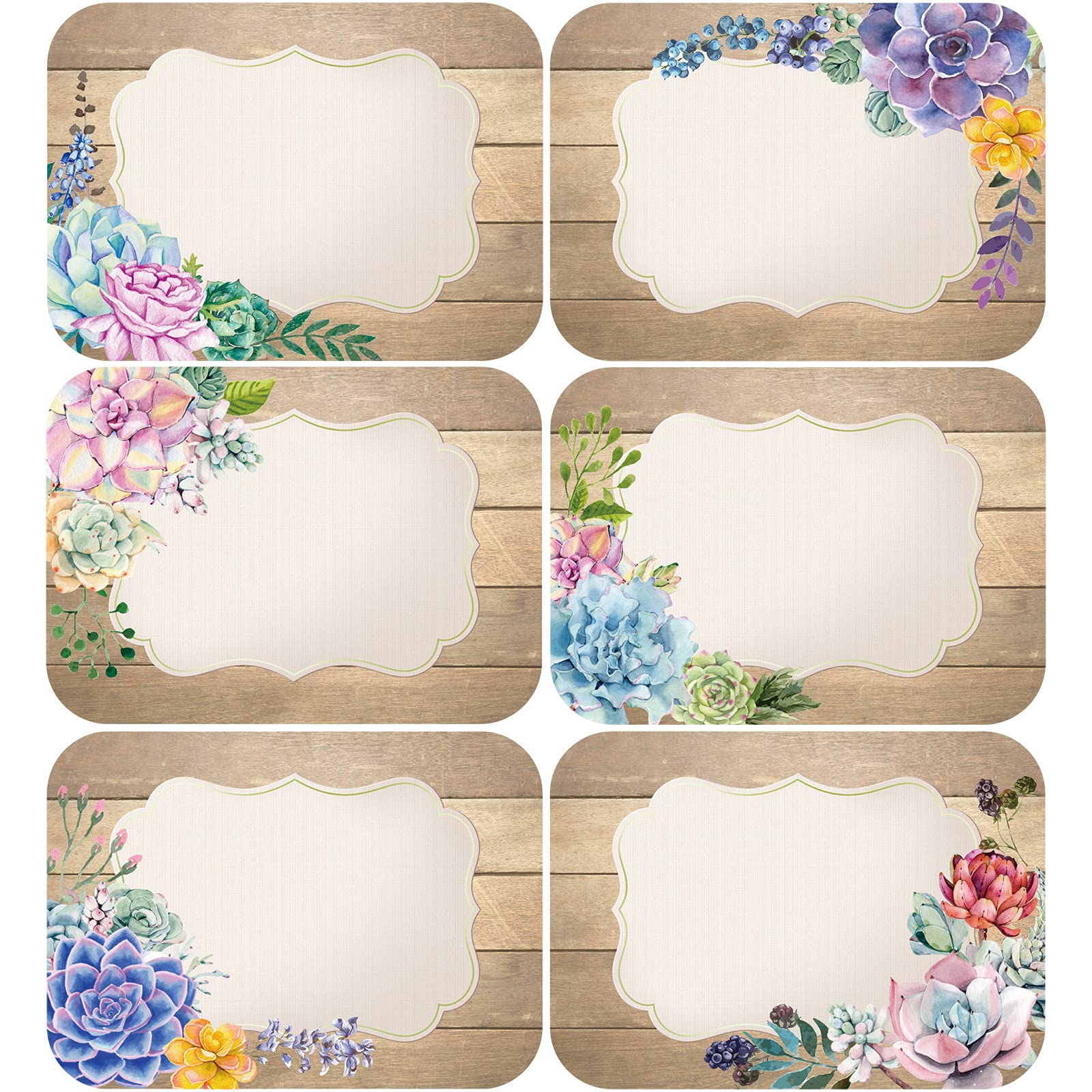 120 Pcs Rustic Bloom Leaves Name Tags Self Adhesive Succulent Floral Name Labels Sticky Watercolor Flower Name Stickers for Classroom School Office Decor Baby Shower Birthday Party Decor (Bloom)