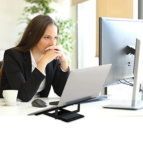 Aluminum Portable Laptop Stand for Desk,Adjustable Ergonomic Laptop Holder, Metal Computer Stand 4 Angle Anti-Slip Compatible with 9 to 15.6inch Laptop(Black)
