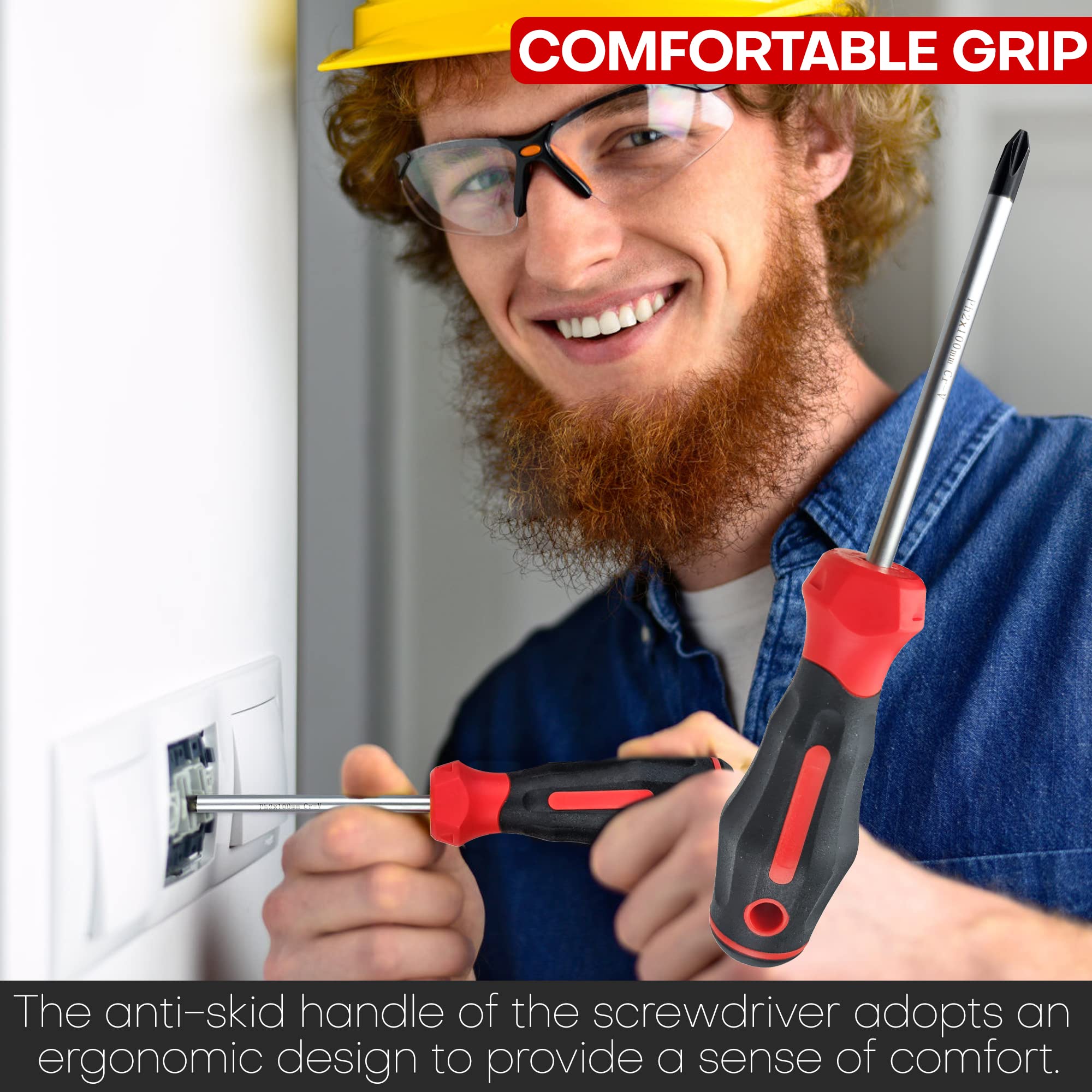 YY 8-Piece Assorted Screwdriver Set (PH #1 X 3", PH #2 X 4", 3/16" X 4", 1/4" X 4", 5/16" X 6")