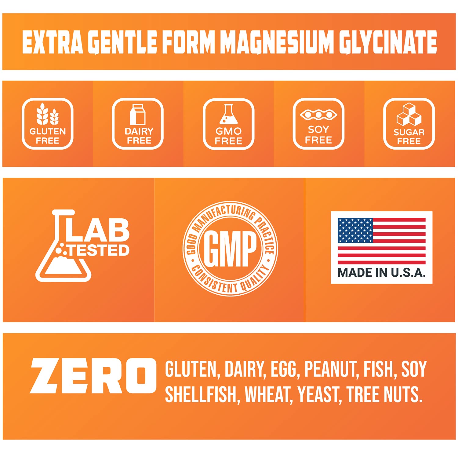 ZYY Pure Magnesium Glycinate Capsules 1000mg Maximum Strength, Chelated for High Absorption Magnesium Supplement for Sleep, Muscle, Brain, Bone and Heart Health, 3rd Party Tested, 180 Capsules