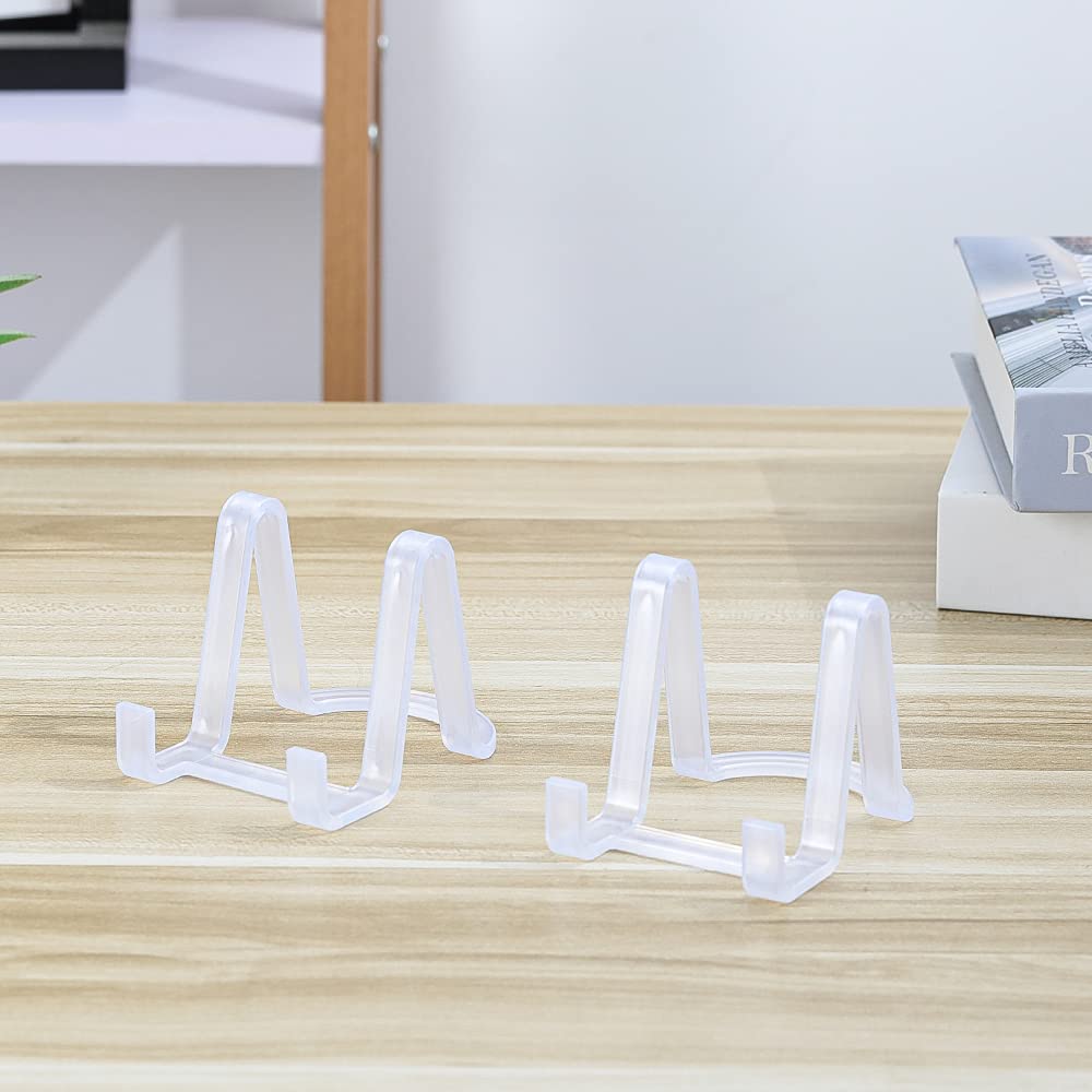 Plate Stands for Display - Plastic Easel Stand Plate Holder Display Stand Picture Frame Stand for Pictures | Photo|Decorative Plate |Dish | Tabletop Art - 3 inch-Clear