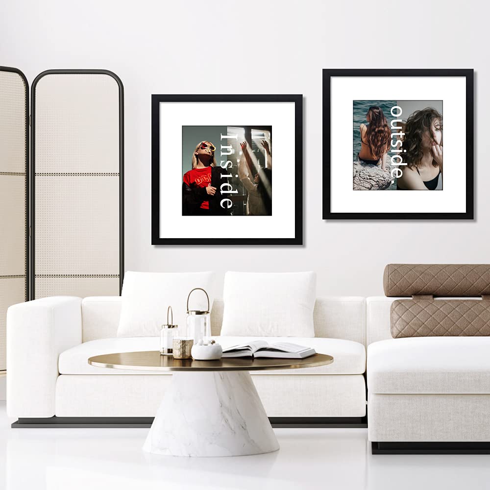 VNVNK 20x20 Frame Black, 20x20 Picture Frame without Mat Or 16x16 with Mat, Photo Frames for Wall Display Set of 1