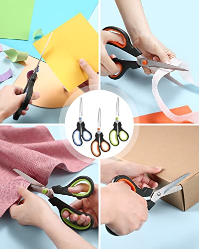 Scissors, All Purpose Thickened Craft Scissor 8.5", Stainless Steel Sharper Comfort Grip Sewing Fabric Scissors for Office School Home Supplies, Right/Left Handed, 3-Pack…