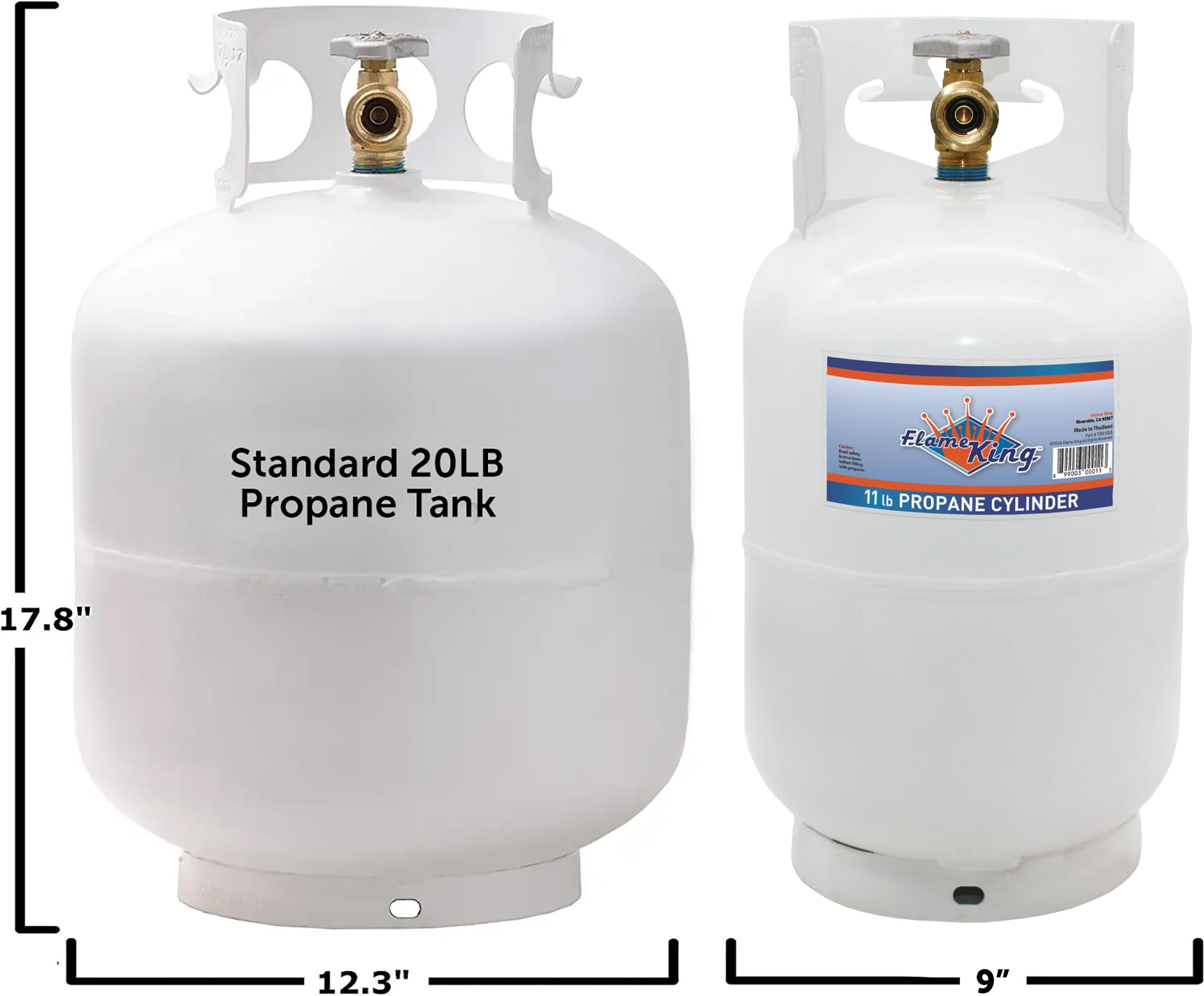 Flame King YSN10LB 10LB Steel Propane Tank Cylinder with Type 1 Overflow Protection Device Valve, for Camping, Fire Pits, Heaters, Grills, Overlanding, White
