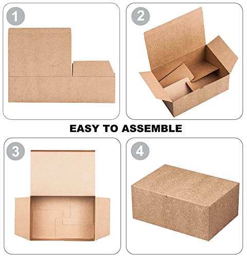 10 Pack Brown Gift Boxes, 9.45x6.5x4 Inches Kraft Paper Boxes with Lids for Valentine's, Birthday party, Wedding, Cupcake Boxes, Easy Assemble Bridesmaids Proposal Boxes, With 66ft Twine