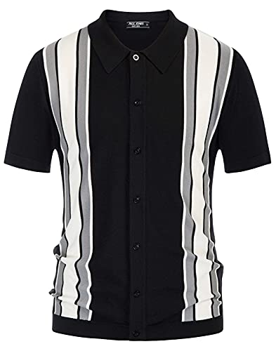 PJ PAUL JONES Men's Modern/Fitted, Black, Large