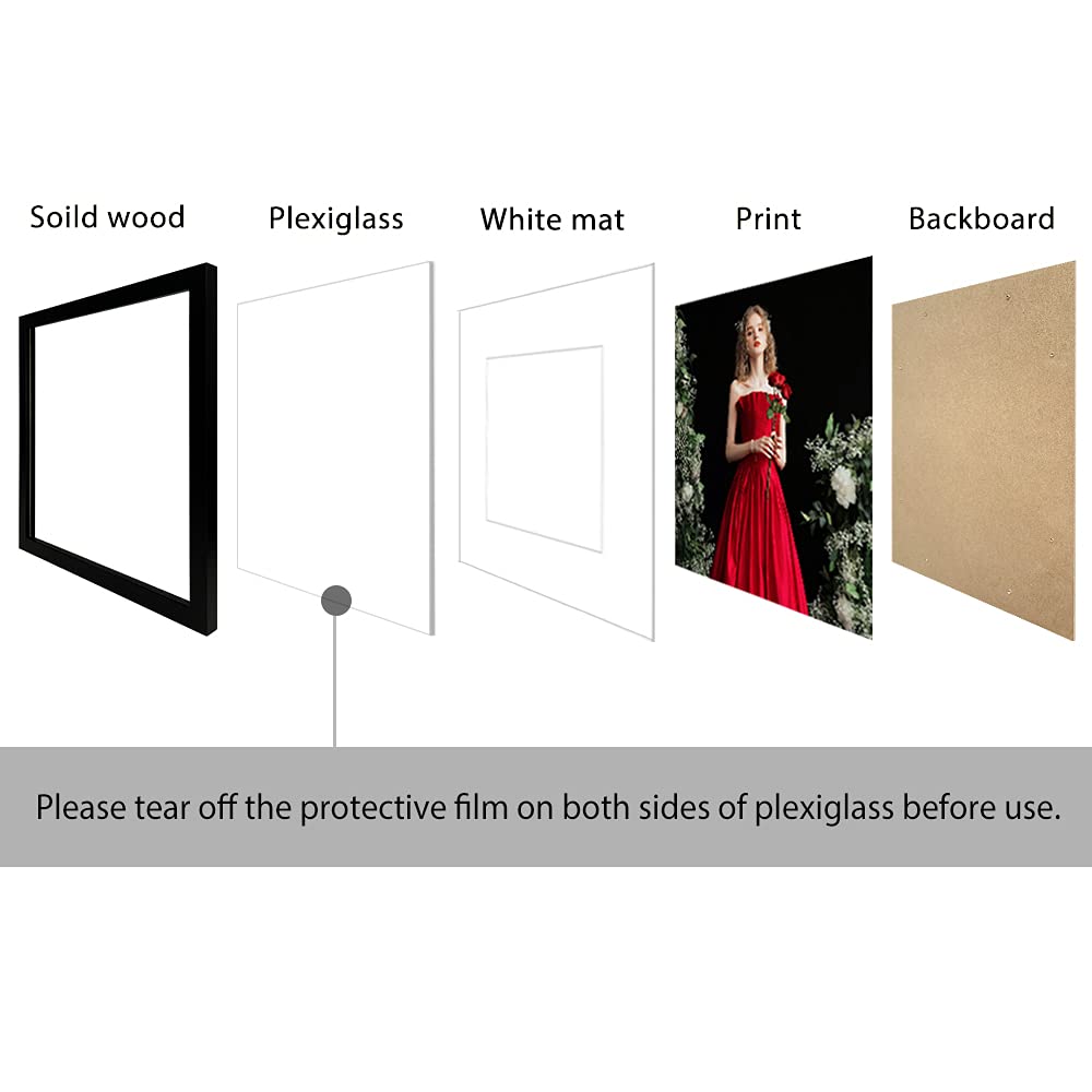 VNVNK 20x20 Frame Black, 20x20 Picture Frame without Mat Or 16x16 with Mat, Photo Frames for Wall Display Set of 1