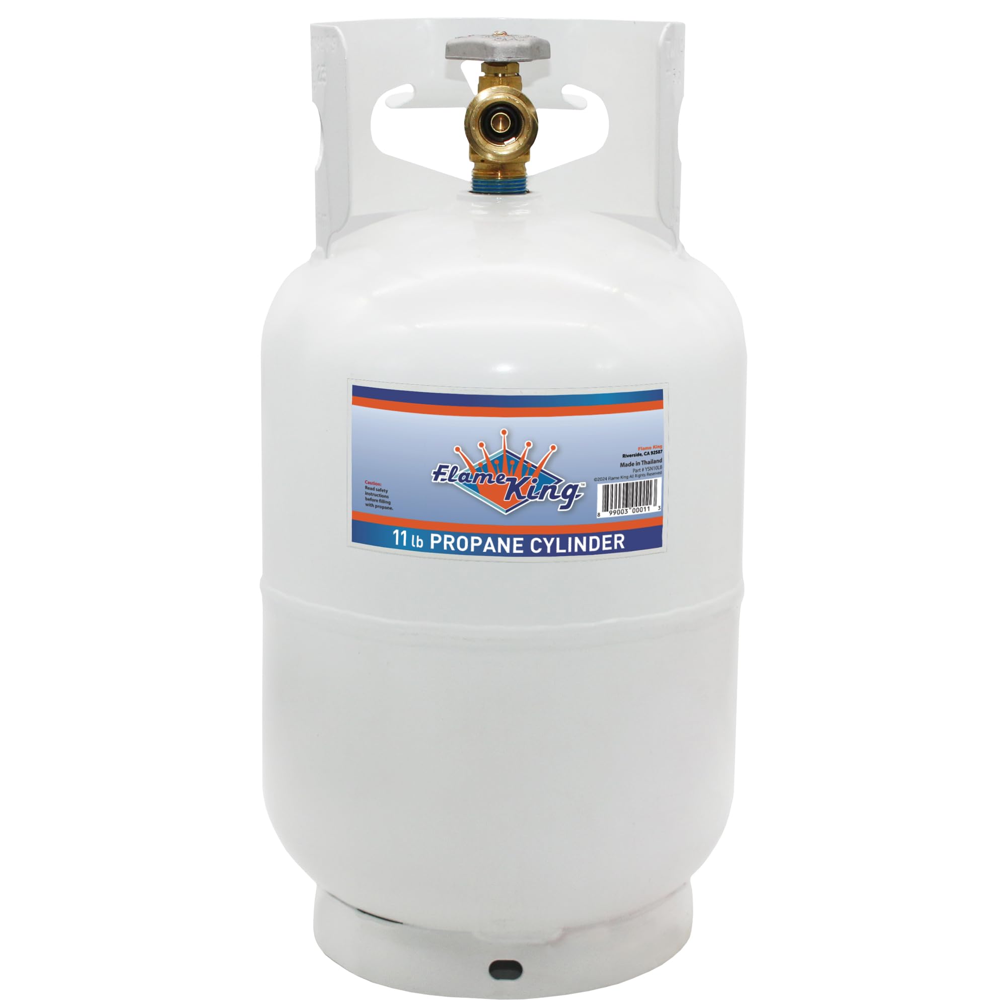 Flame King YSN10LB 10LB Steel Propane Tank Cylinder with Type 1 Overflow Protection Device Valve, for Camping, Fire Pits, Heaters, Grills, Overlanding, White