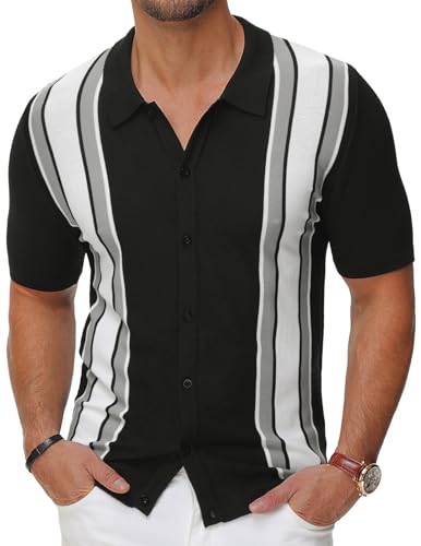 PJ PAUL JONES Men's Modern/Fitted, Black, Large
