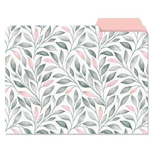 Current Charcoal & Coral File Folders Value Pack - Bulk Set of 24, 6 Pretty Decorative Designs, 1/3 Cut Tabs, Heavy-Duty Paper Stock, Office Supplies for Home & Work, 9-½” x 11-¾” Letter Size
