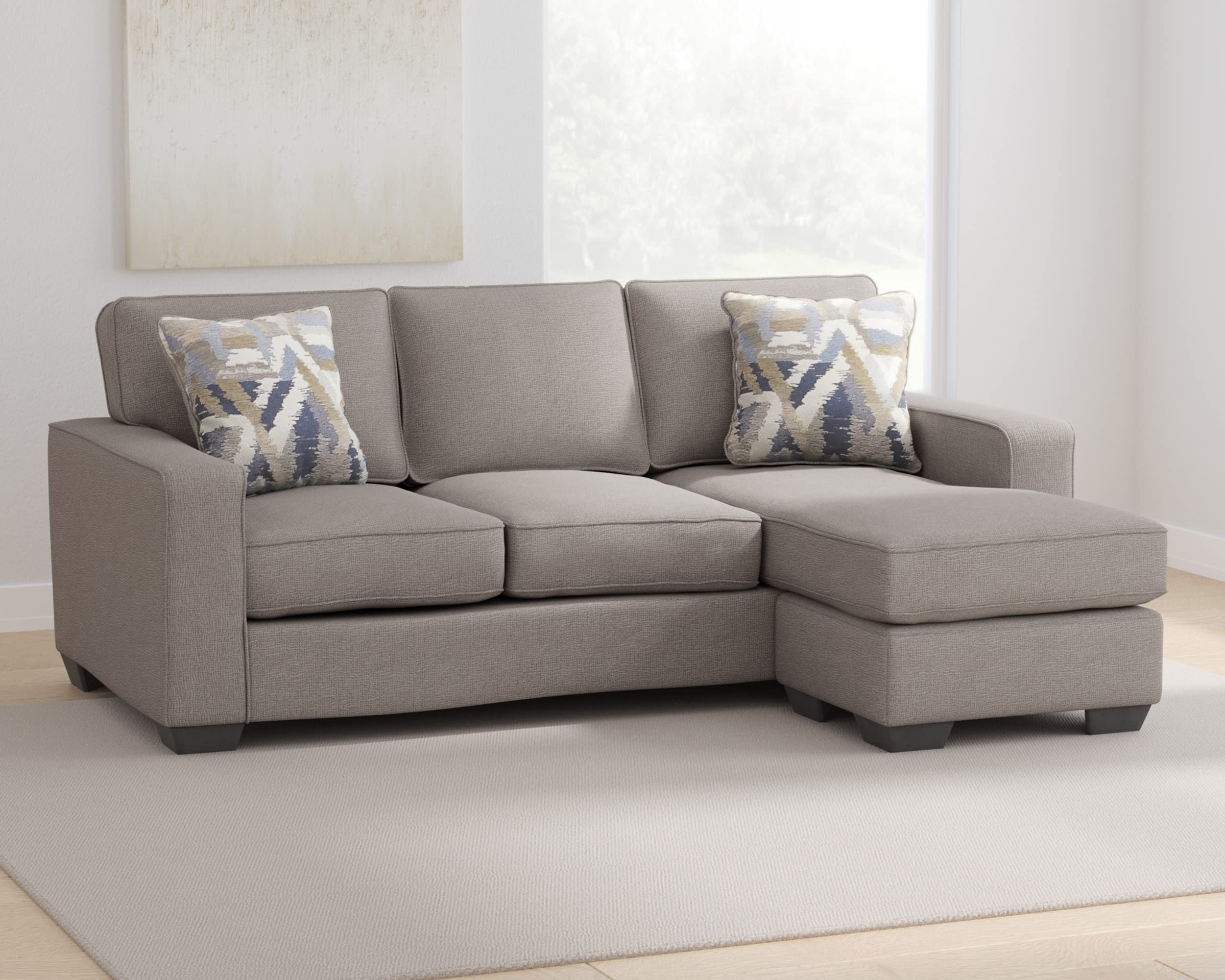 Signature Design by Ashley Greaves Modern Sectional Sofa Couch with Convertible Chaise Lounge, Beige
