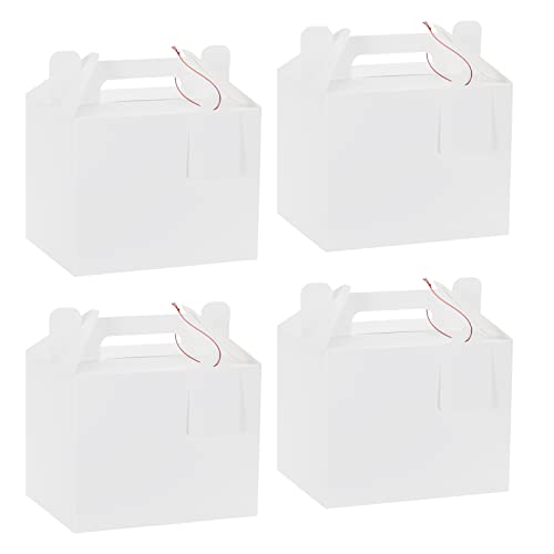 Frantis 12 Pack White Treat Boxes Gable Boxes with Rope and Tag Party Favor Boxes Gift Boxes for Birthday Party 7 x 5.5 x 5.5 Inches