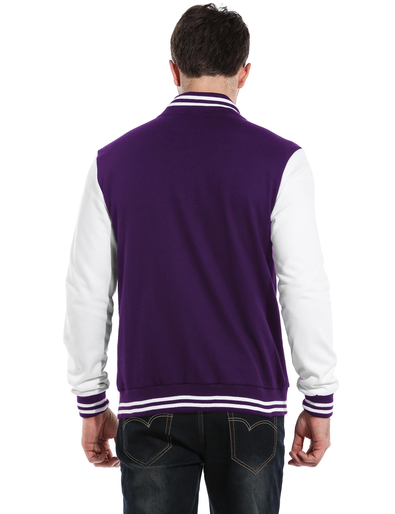 COOFANDY Men's Stylish Varsity Jacket Plain Baseball Jacket Casual Letterman Jacket