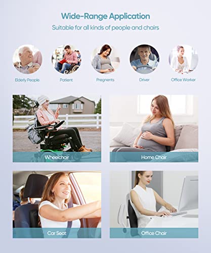 Tsumbay Lumbar Support Pillow Memory Foam Back Cushion Ergonomic Backrest for Back Pain Relief with Breathable 3D Mesh and Adjustable Belts, for Office Chair, Car Seat, Gaming Chair and Wheelchair