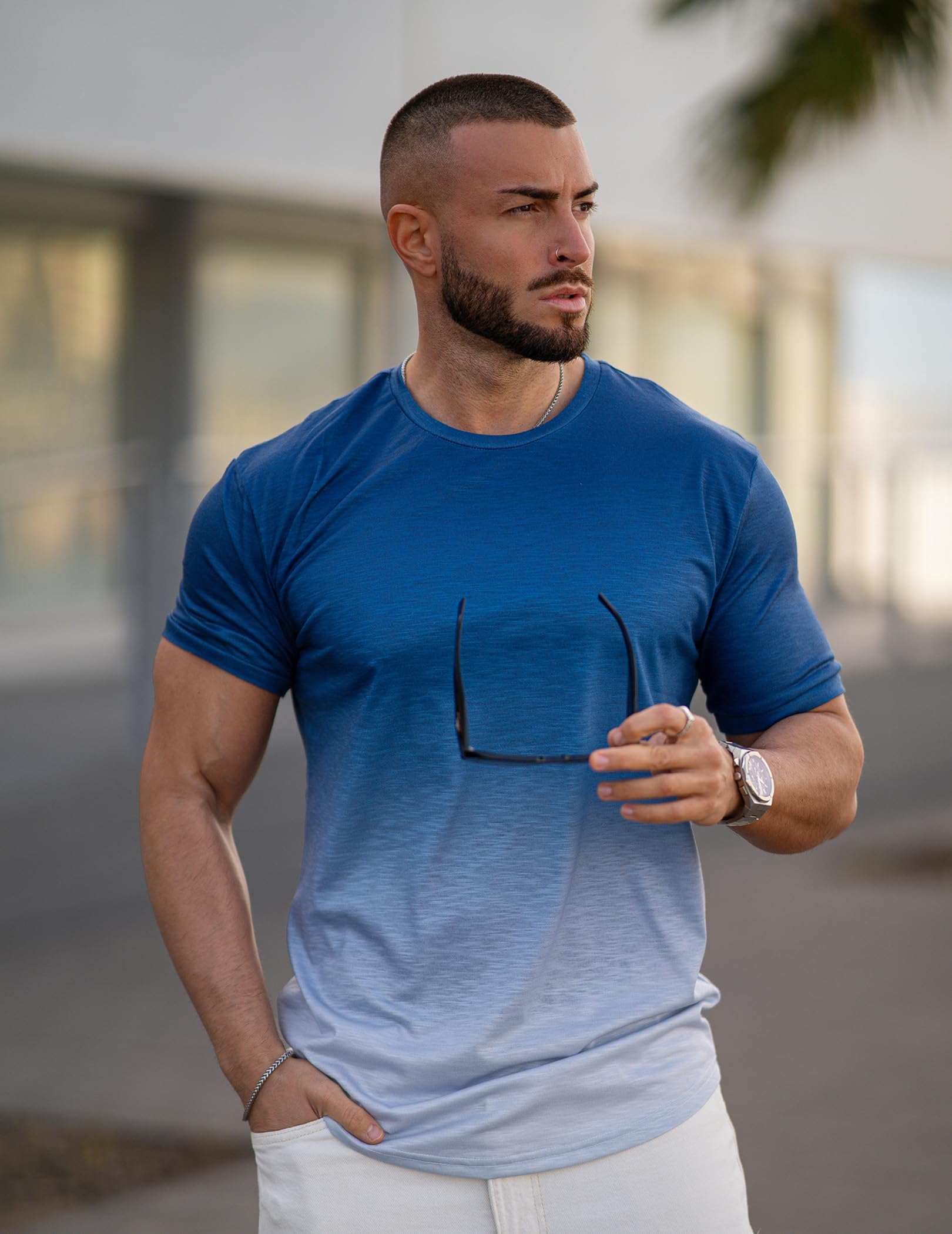 COOFANDY Men's Tie Dye Print Muscle T Shirt Fashion Fitness Quick Dry Fitted Tee