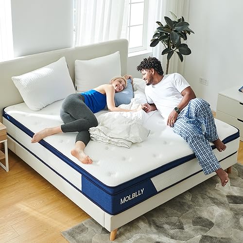 Molblly King Mattress, 12 Inch Innerspring Mattress in a Box,Ultimate Motion Isolation Individually Wrapped Pocket Coils Mattress,Pressure Relief, Cool King Bed Mattress