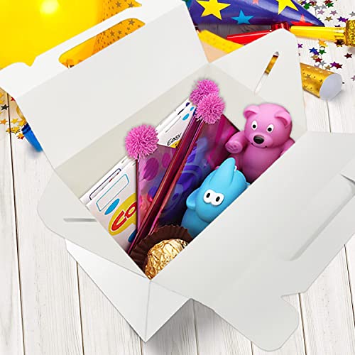 Frantis 12 Pack White Treat Boxes Gable Boxes with Rope and Tag Party Favor Boxes Gift Boxes for Birthday Party 7 x 5.5 x 5.5 Inches