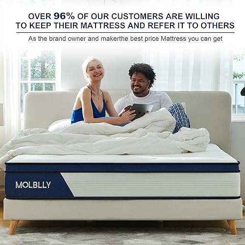 Molblly King Mattress, 12 Inch Innerspring Mattress in a Box,Ultimate Motion Isolation Individually Wrapped Pocket Coils Mattress,Pressure Relief, Cool King Bed Mattress