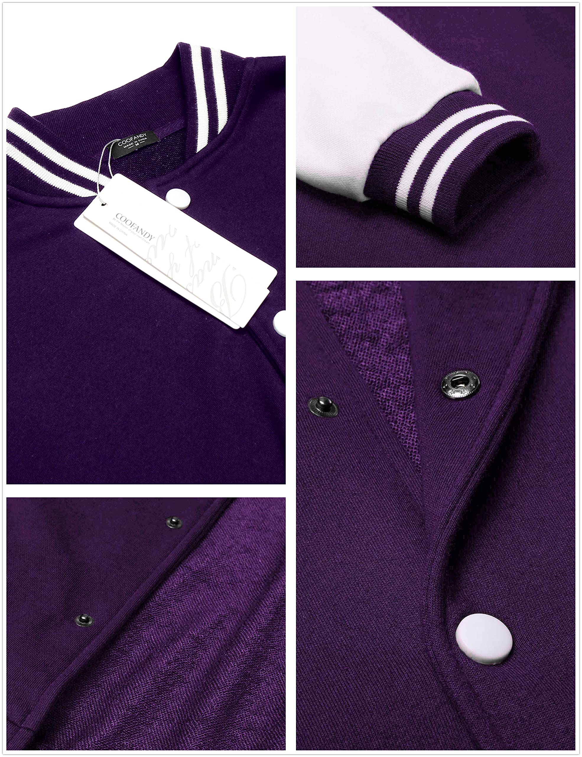 COOFANDY Men's Stylish Varsity Jacket Plain Baseball Jacket Casual Letterman Jacket