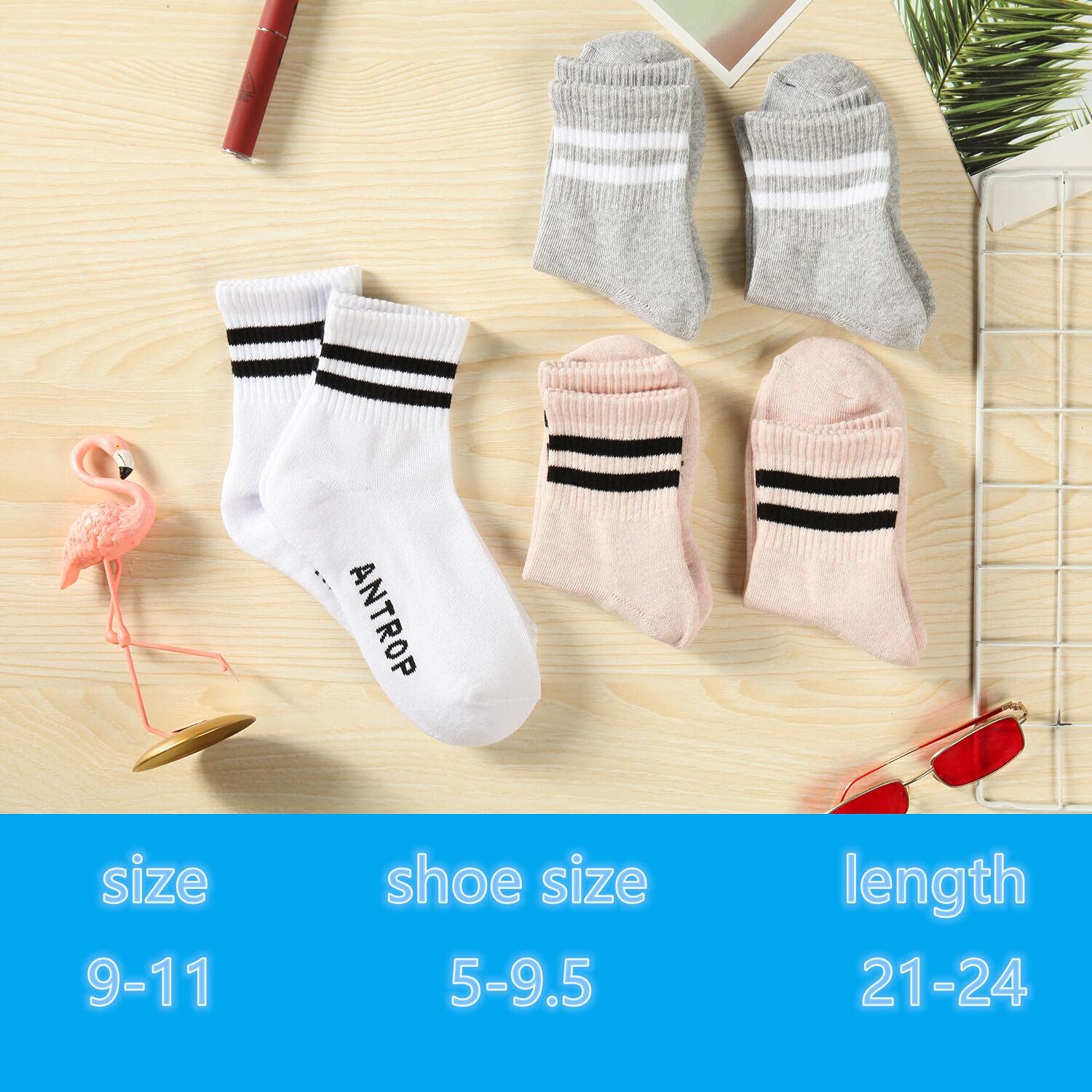 Antrop Quarter Crew Cotton Heel Tab Athletic Running Cushion 6 Pairs Socks, White, 9-12