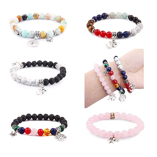 Fishdown 418 pcs 8mm Crystal Beads for Jewelry Making, Natural Stone Healing Beads for Bracelets, Gemstone Beading & Jewelry Necklace Making DIY Kit