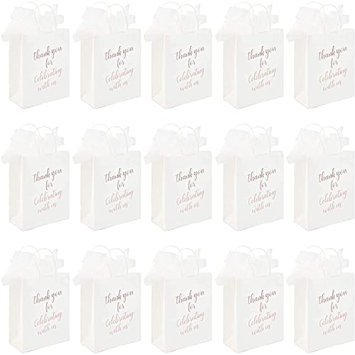 Sparkle and Bash Thank You Kraft Gift Bags with Tissue Paper (Rose Gold Foil, 15 Pack)
