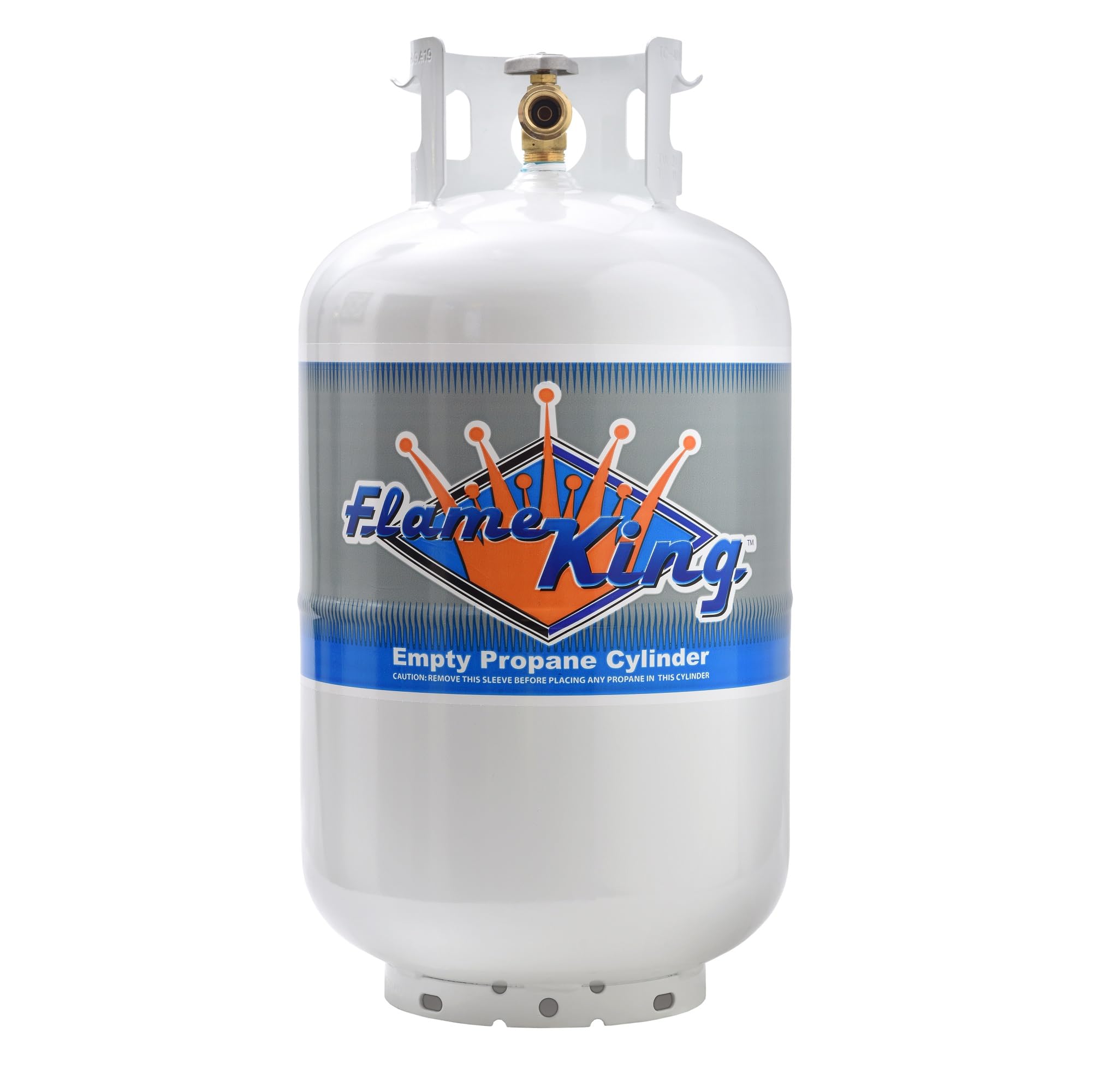 Flame King YSN-301 30 Pound Steel Propane Tank Cylinder with Type 1 Overflow Protection Device Valve DOT and TC Compliant, White