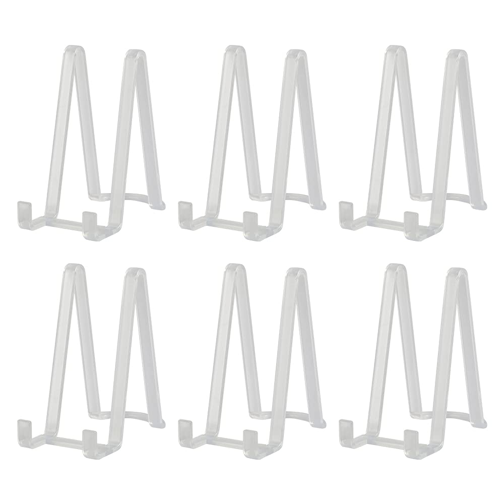 Plate Stands for Display - Plastic Easel Stand Plate Holder Display Stand Picture Frame Stand for Pictures | Photo|Decorative Plate |Dish | Tabletop Art - 6 inch-Clear