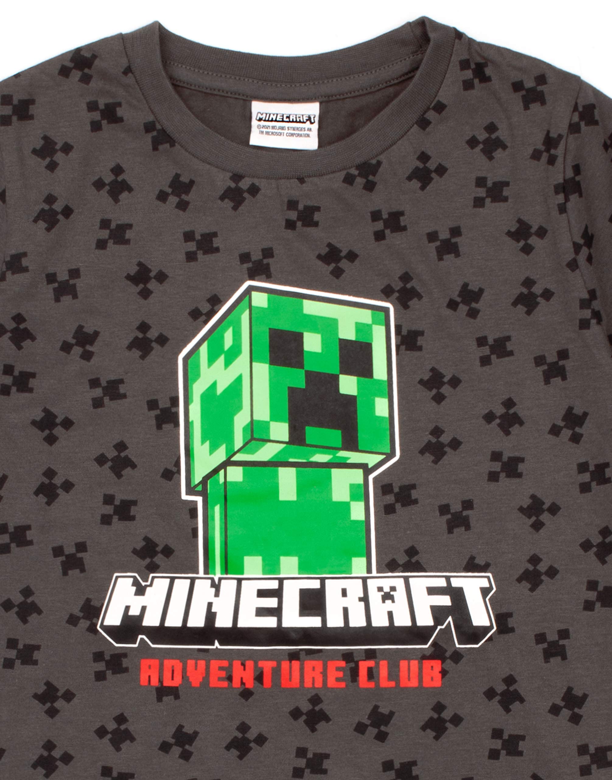 Minecraft T Shirt Boys Kids Creeper Short Sleeve Grey Top Merchandise 9-10 Years