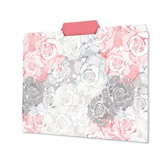 Current Charcoal & Coral File Folders Value Pack - Bulk Set of 24, 6 Pretty Decorative Designs, 1/3 Cut Tabs, Heavy-Duty Paper Stock, Office Supplies for Home & Work, 9-½” x 11-¾” Letter Size