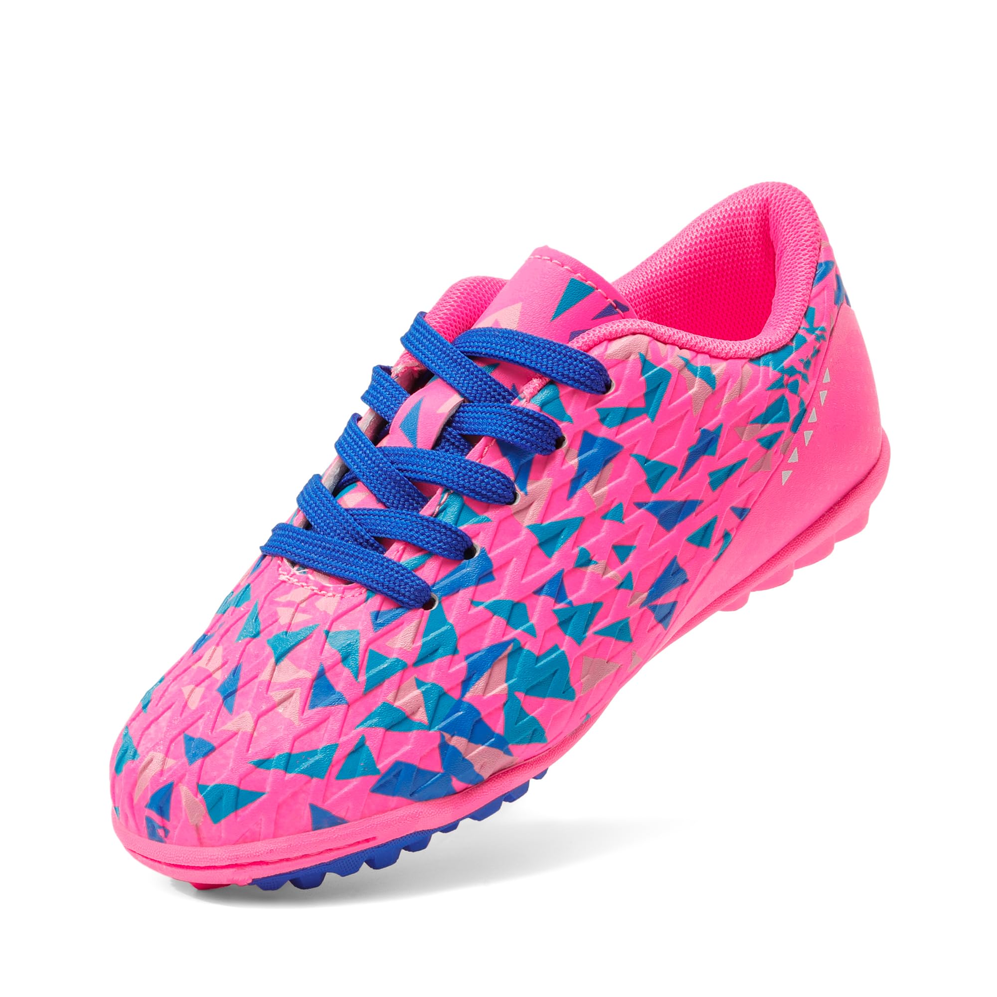 DREAM PAIRS Boys Girls Turf Indoor Soccer Shoes Lace Up Cleats for Little/Big Kid,Size 12 Little Kid,Fuchsia,SDSO223K