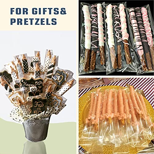 Voikinfo 100 pcs 3" x 11" Long Clear Resealable Cellophane Bags Self Sealing Treat Bags Cookie Bags with Adhesive Flap Gift Wrap Poly Bags Plastic Packaging 1.4 mil