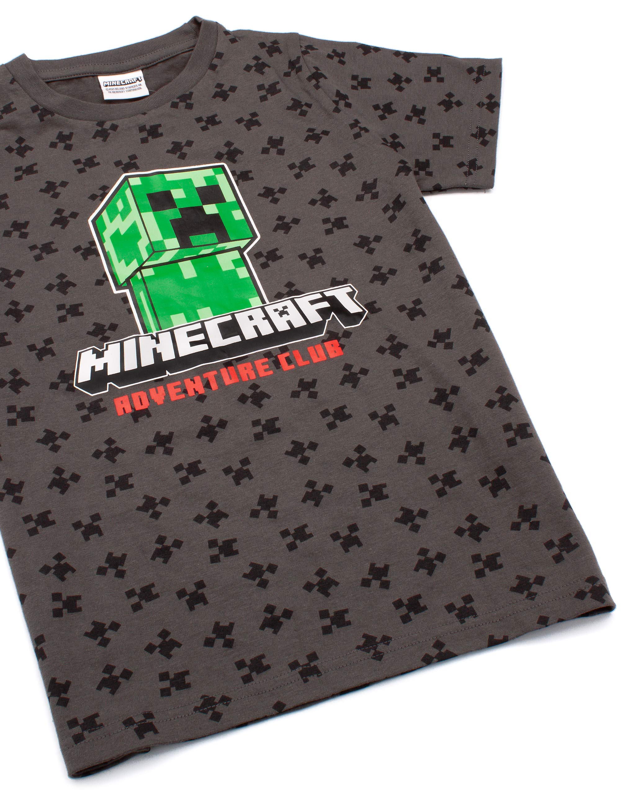 Minecraft T Shirt Boys Kids Creeper Short Sleeve Grey Top Merchandise 9-10 Years