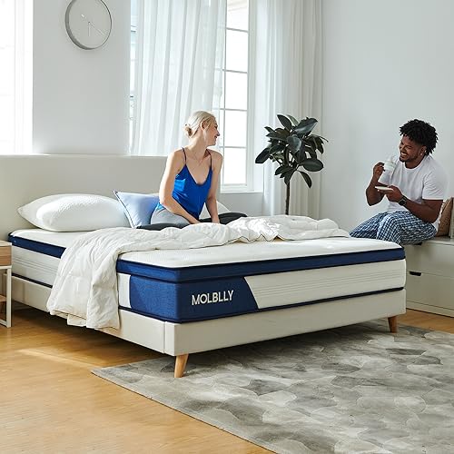 Molblly King Mattress, 12 Inch Innerspring Mattress in a Box,Ultimate Motion Isolation Individually Wrapped Pocket Coils Mattress,Pressure Relief, Cool King Bed Mattress