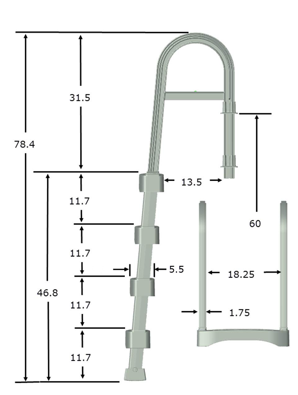 Blue Wave Snap-Lock Deck Ladder for Above-Ground Swimming Pools in Taupe β 60-in Max Height