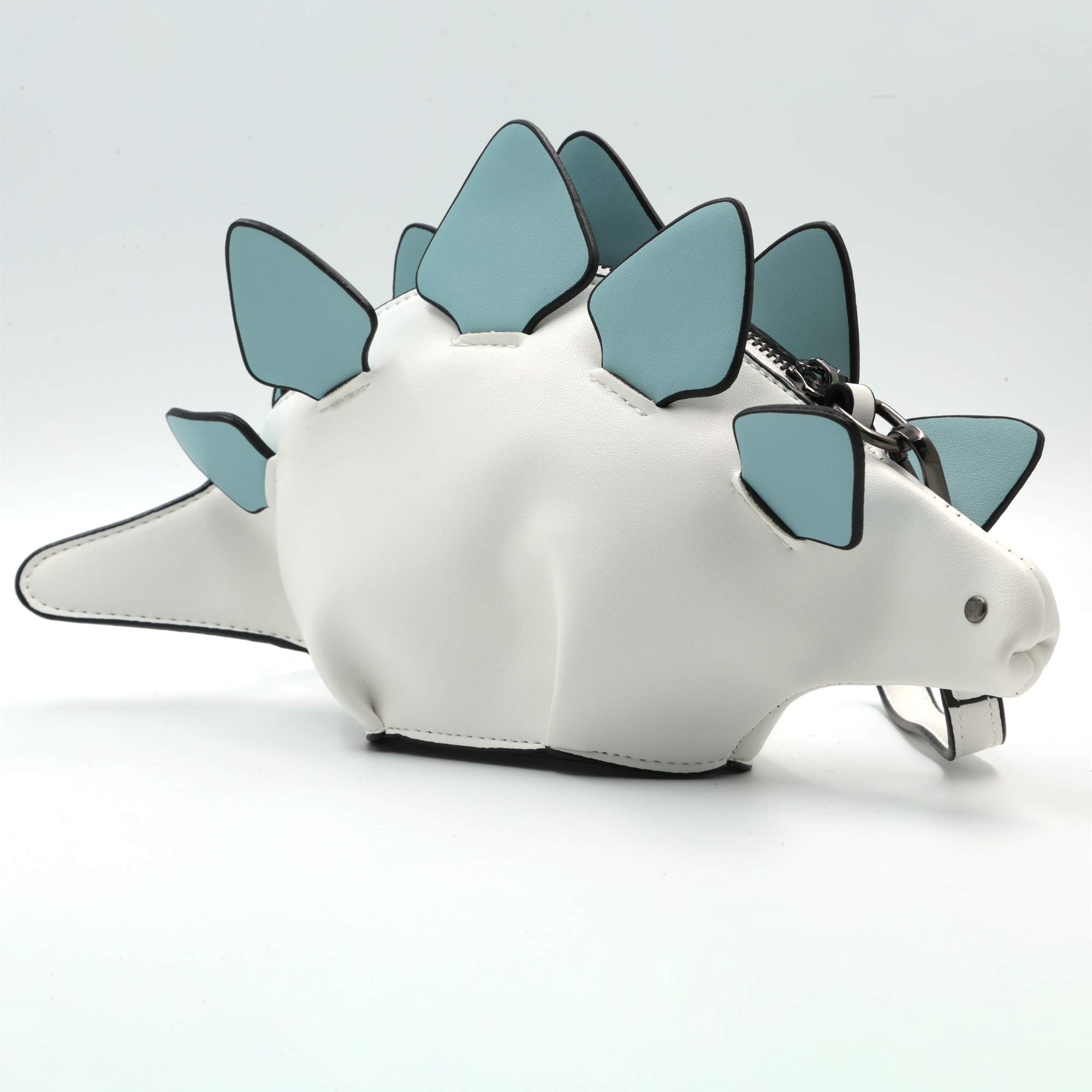 Ondeam Dinosaur Shoulder Purses,PU Stegosaurus CrossBody Bag for Girl Women(White)