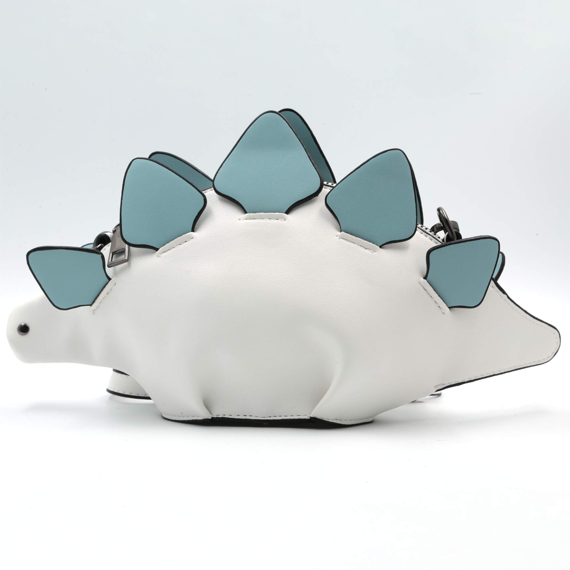 Ondeam Dinosaur Shoulder Purses,PU Stegosaurus CrossBody Bag for Girl Women(White)