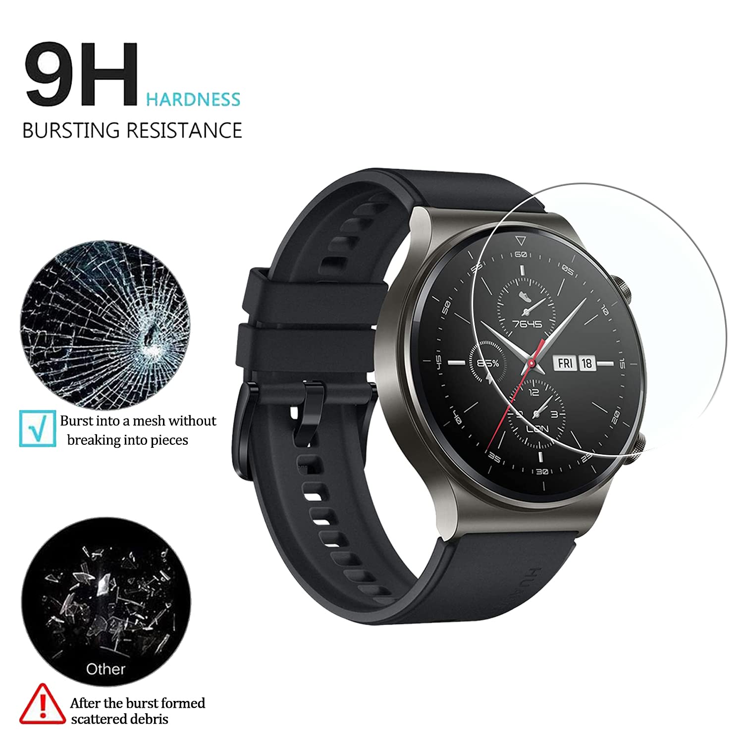 KELOLIN Tempered Glass Screen Protector For Huawei Watch GT 2 Pro-Anti-scratch, Anti-Glare, Anti-Fingerprint [4 Pack] 9H Hardness HD Screen Protector Compatible with Huawei Watch GT 2 Pro