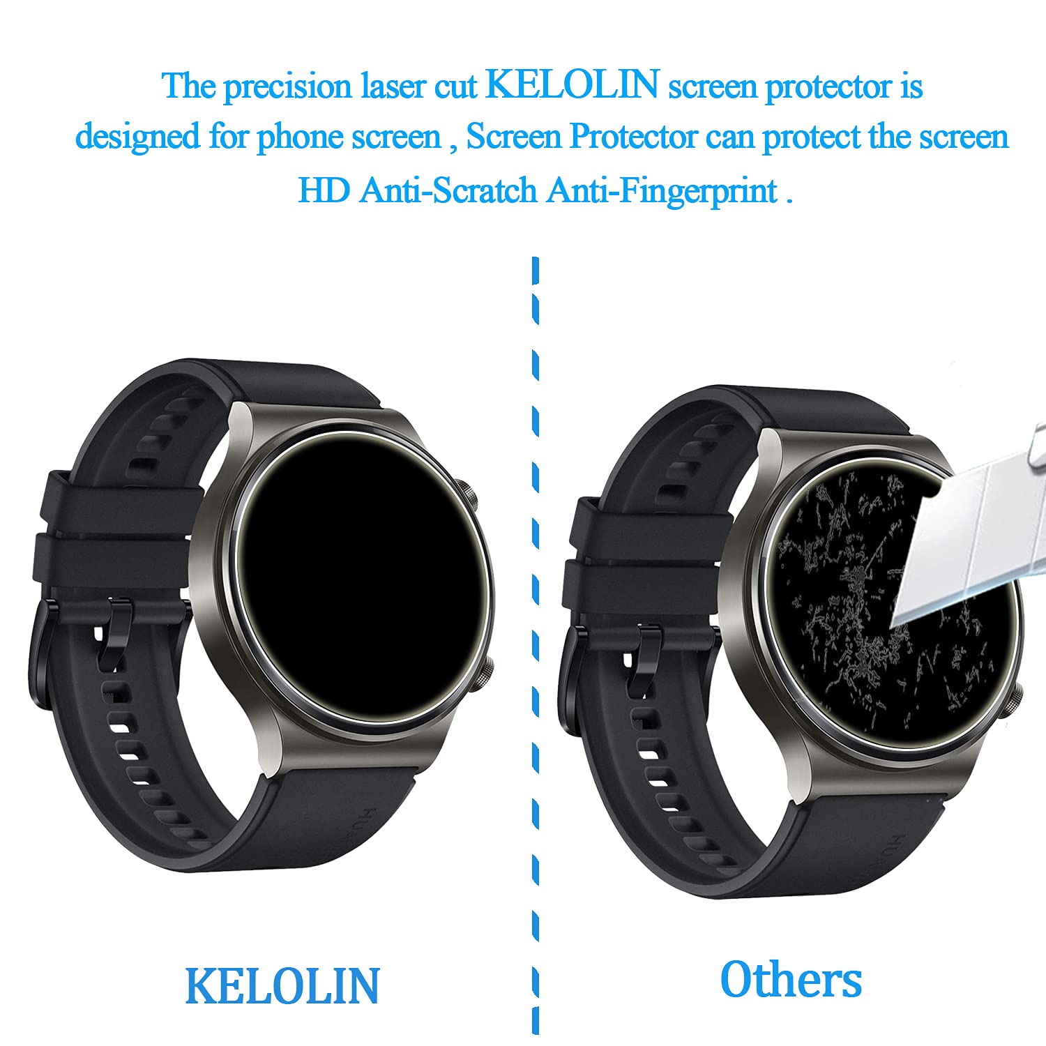 KELOLIN Tempered Glass Screen Protector For Huawei Watch GT 2 Pro-Anti-scratch, Anti-Glare, Anti-Fingerprint [4 Pack] 9H Hardness HD Screen Protector Compatible with Huawei Watch GT 2 Pro