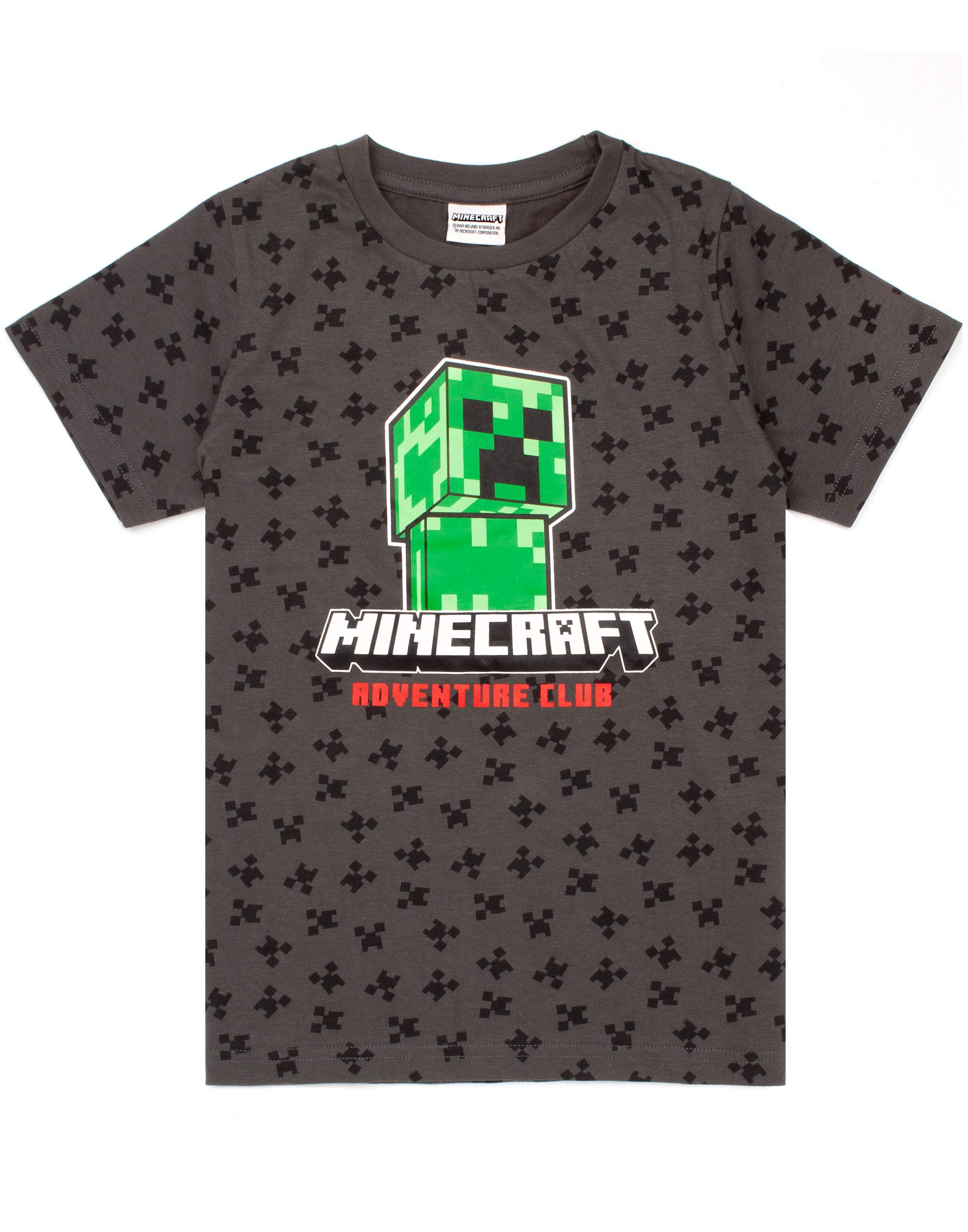 Minecraft T Shirt Boys Kids Creeper Short Sleeve Grey Top Merchandise 9-10 Years