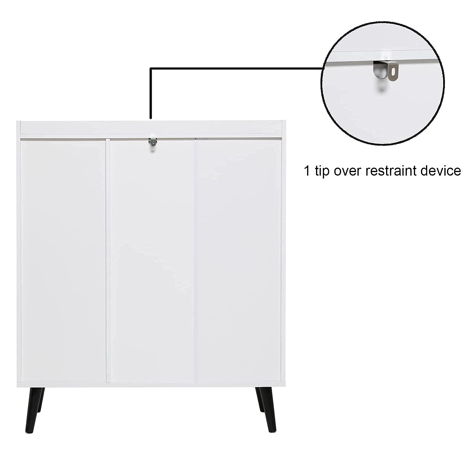 usikey Storage Cabinet, Floor Storage Cabinet with 1 Large Space, 2 Doors & 3 Shelves, Bathroom Storage Cabinet, Cabinet for Living Room, Entryway, Office, White