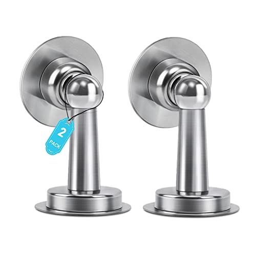 2 Pack Magnetic Door Stop Made of Stainless Steel,Door Stopper,Magnetic Catch Holder,Wall Mount Holder,3M Double-Sided Self Adhesive Tape, No Need to Drill, Hold Your Door Open