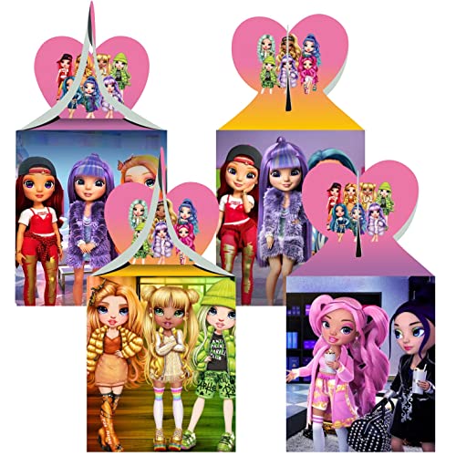 12pcs Rainbow High Dolls Party Gift Boxes Goodie Boxes for Cartoon Theme Birthday Party Supplies, Decorations Boxes Candy Boxes
