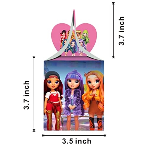 12pcs Rainbow High Dolls Party Gift Boxes Goodie Boxes for Cartoon Theme Birthday Party Supplies, Decorations Boxes Candy Boxes