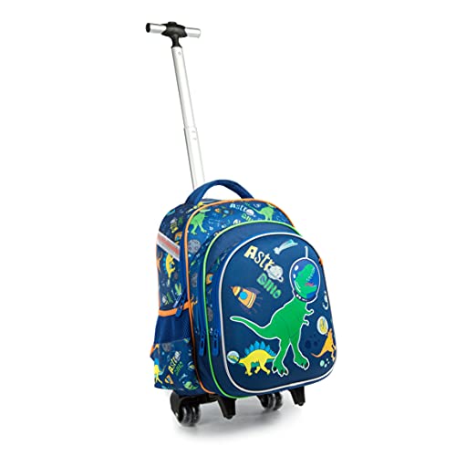 Meetbelify Boys Dinosaur Rolling Backpack Kids Backpacks with Wheels for School Bags Luggage